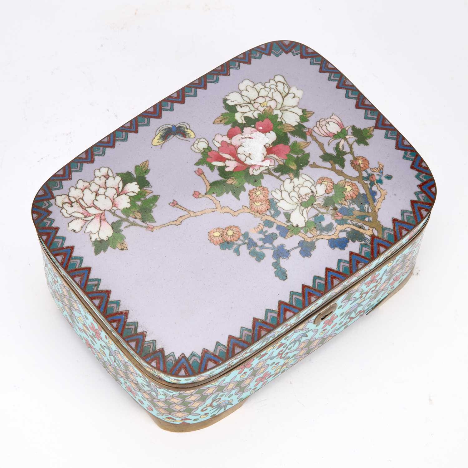 Lot 758 - A LARGE JAPANESE CLOISONNÉ BOX AND COVER,