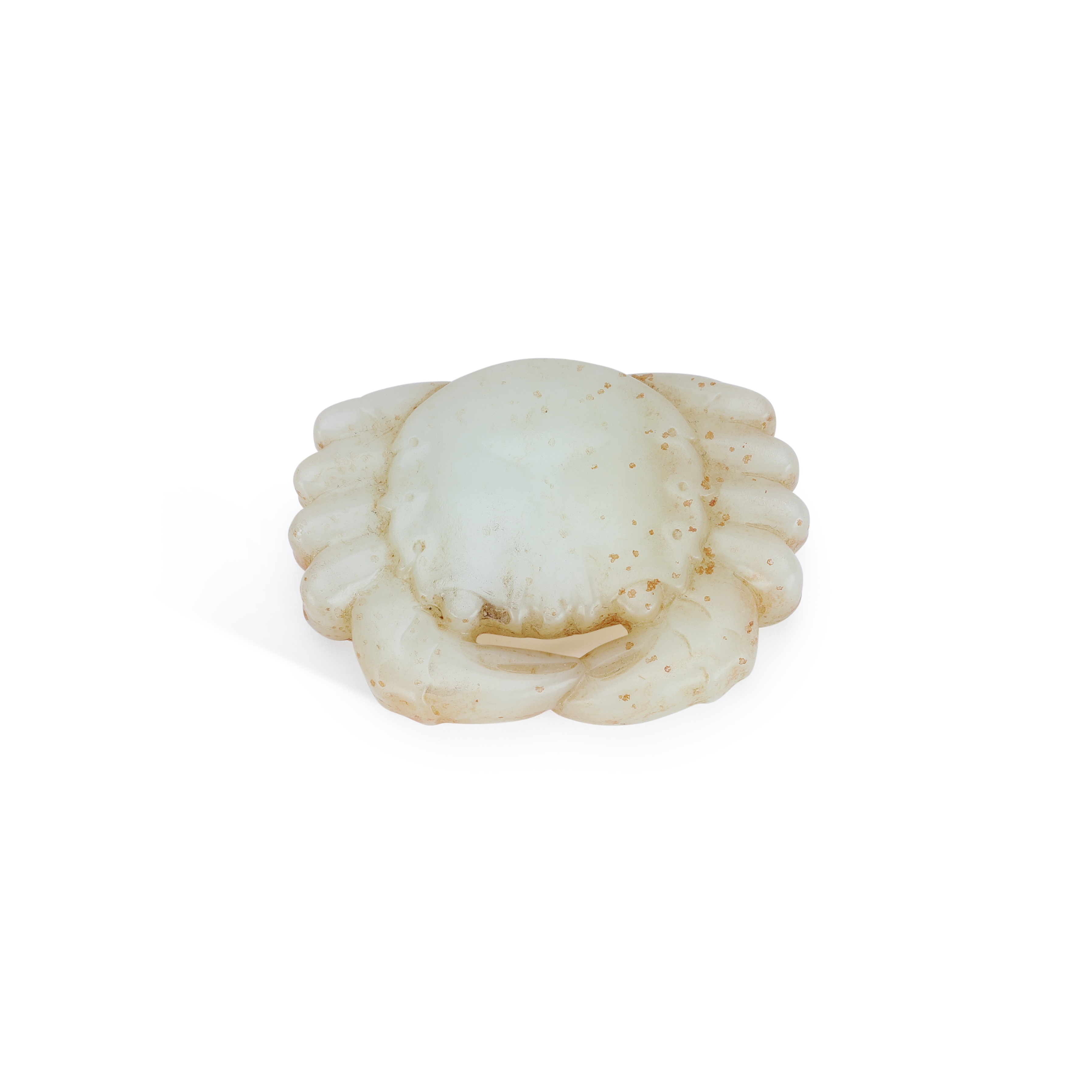 Lot 744 - A CHINESE JADE CARVING OF A CRAB
